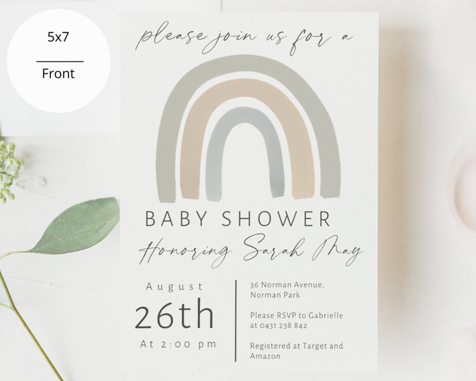Rainbow Baby Shower Invite Rainbow Baby Invitation Template | Etsy