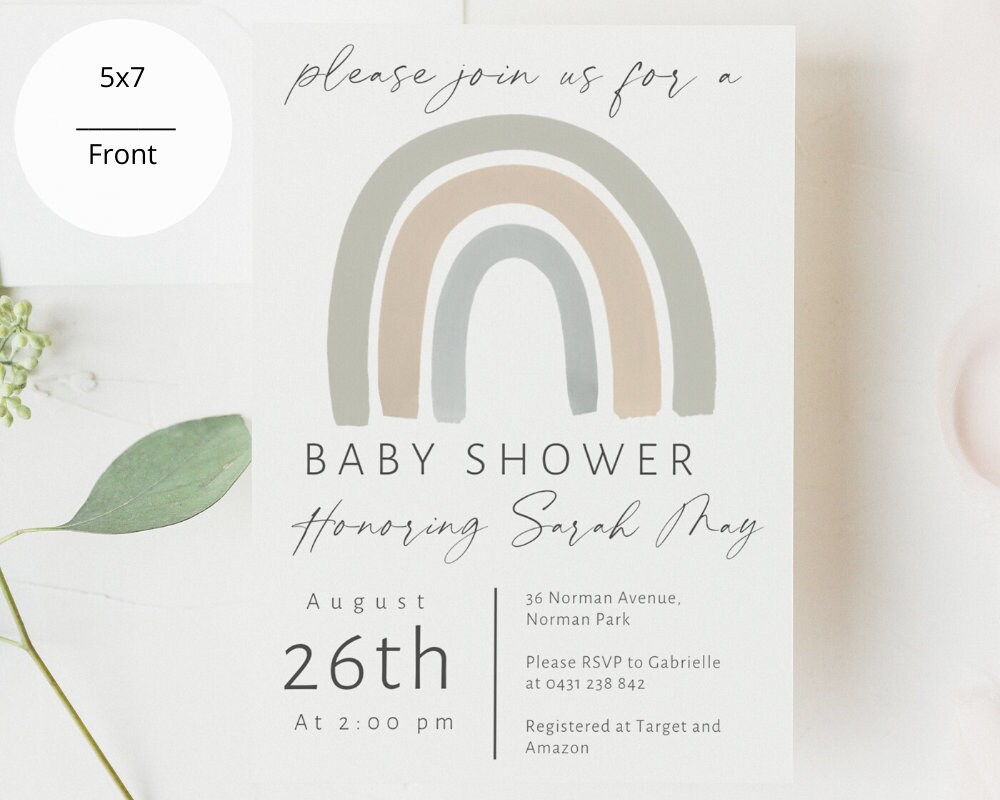 Rainbow Baby Shower Invite Rainbow Baby Invitation Template - Etsy