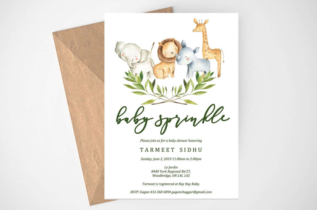 Giraffe Baby Shower Invitation, Safari Baby Shower, Baby Sprinkle ...