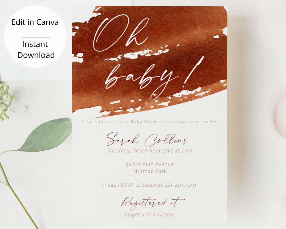 Orange Baby Shower Invitation Gender Neutral Baby Shower | Etsy
