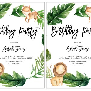 Jungle Birthday Party Invitation, Printable Birthday Party Invitations ...