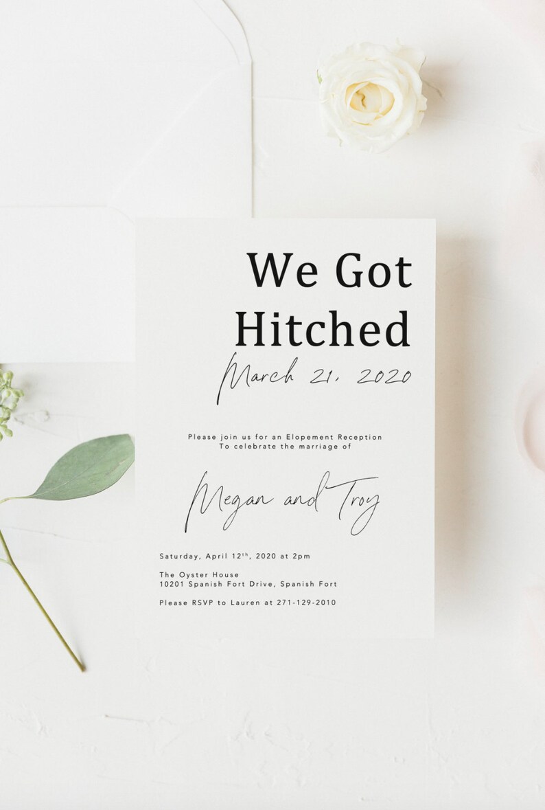 We Got Hitched Elopement Invitation Elopement Reception - Etsy