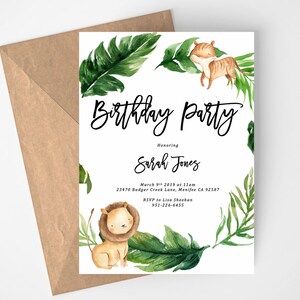 Jungle Birthday Party Invitation, Printable Birthday Party Invitations ...
