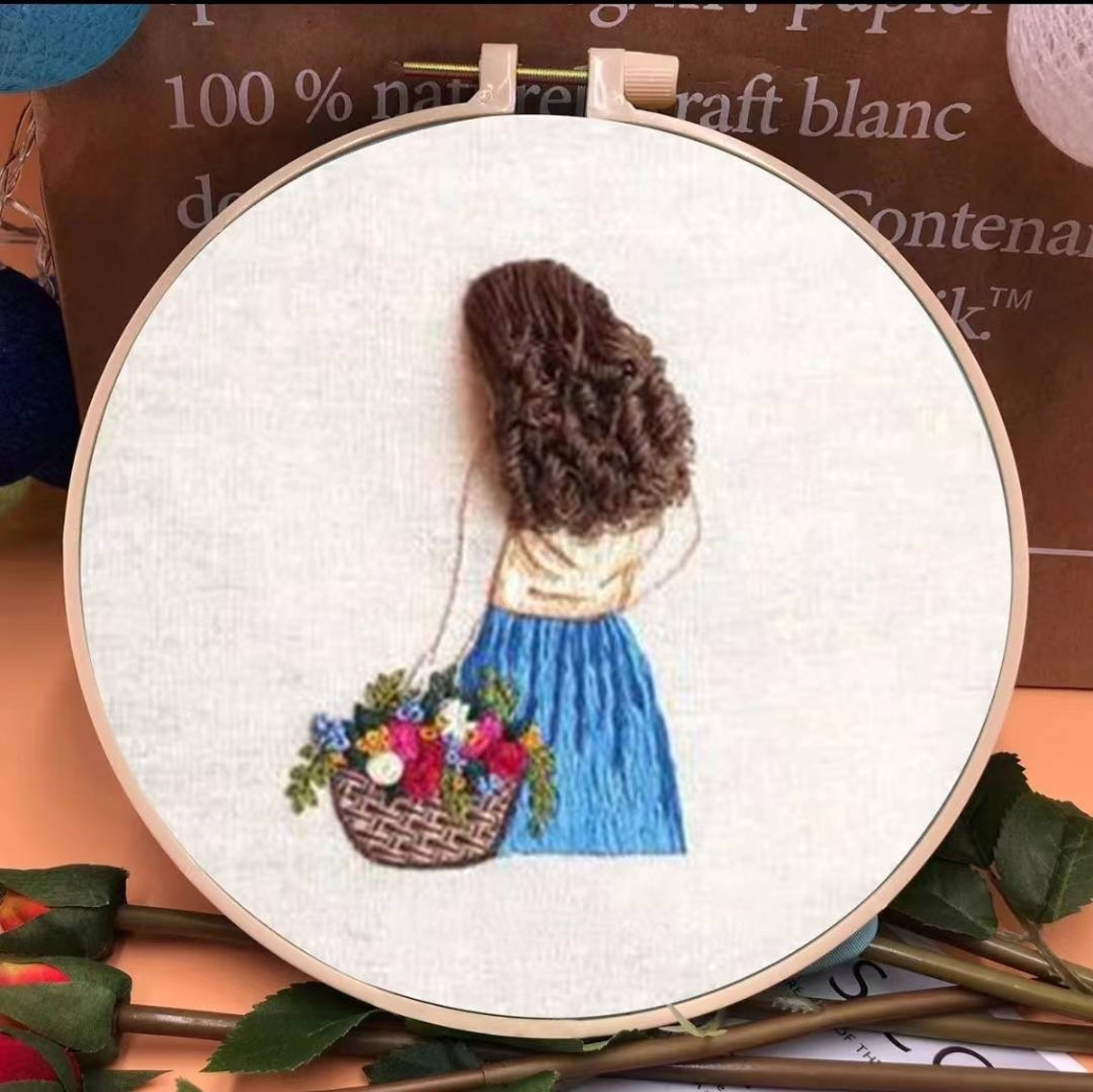 Pretty Girl Head Embroidery Kitgirl Head Embroidery - Etsy