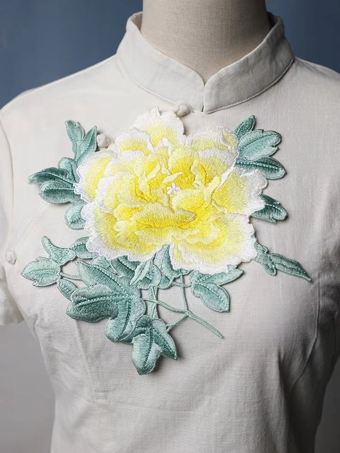 Yellow Peony Iron on Patch /red Peony Patch ,embroidered Patches/peony ...