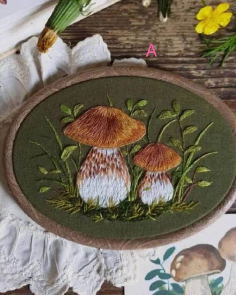 3D Mushrooms Embroidery Kitred Umbrella Mushrooms Scenery - Etsy