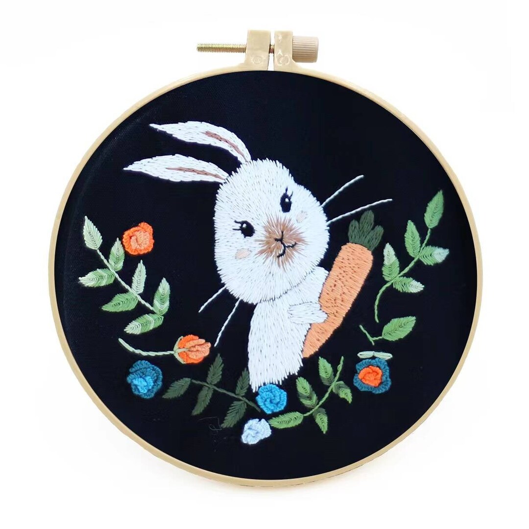 3D Rabbit and Flower Embroidery Kit,garland Rabbit Embroidery,cute ...