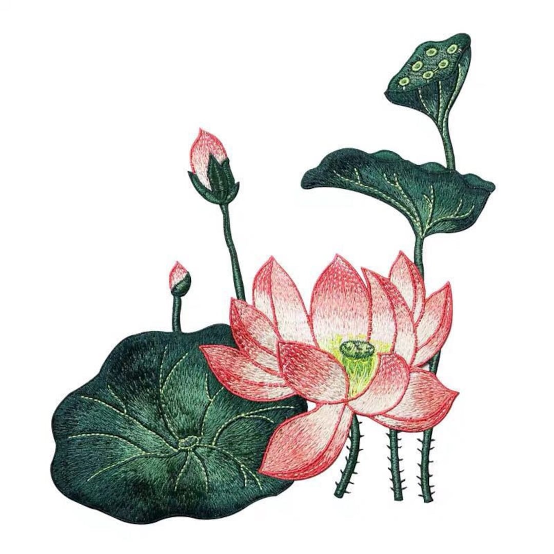 3 Style Lotus Leaf Iron on Patch ,beautiful Lotus Flower Patch ...