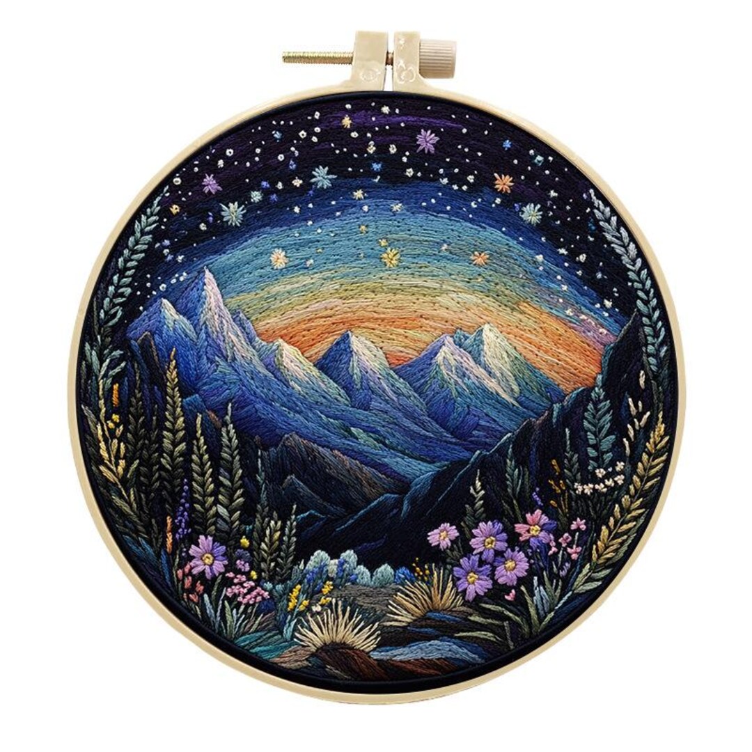Aurora Polaris Embroidery Kit: Landscape Crewel Craft, Beginner ...