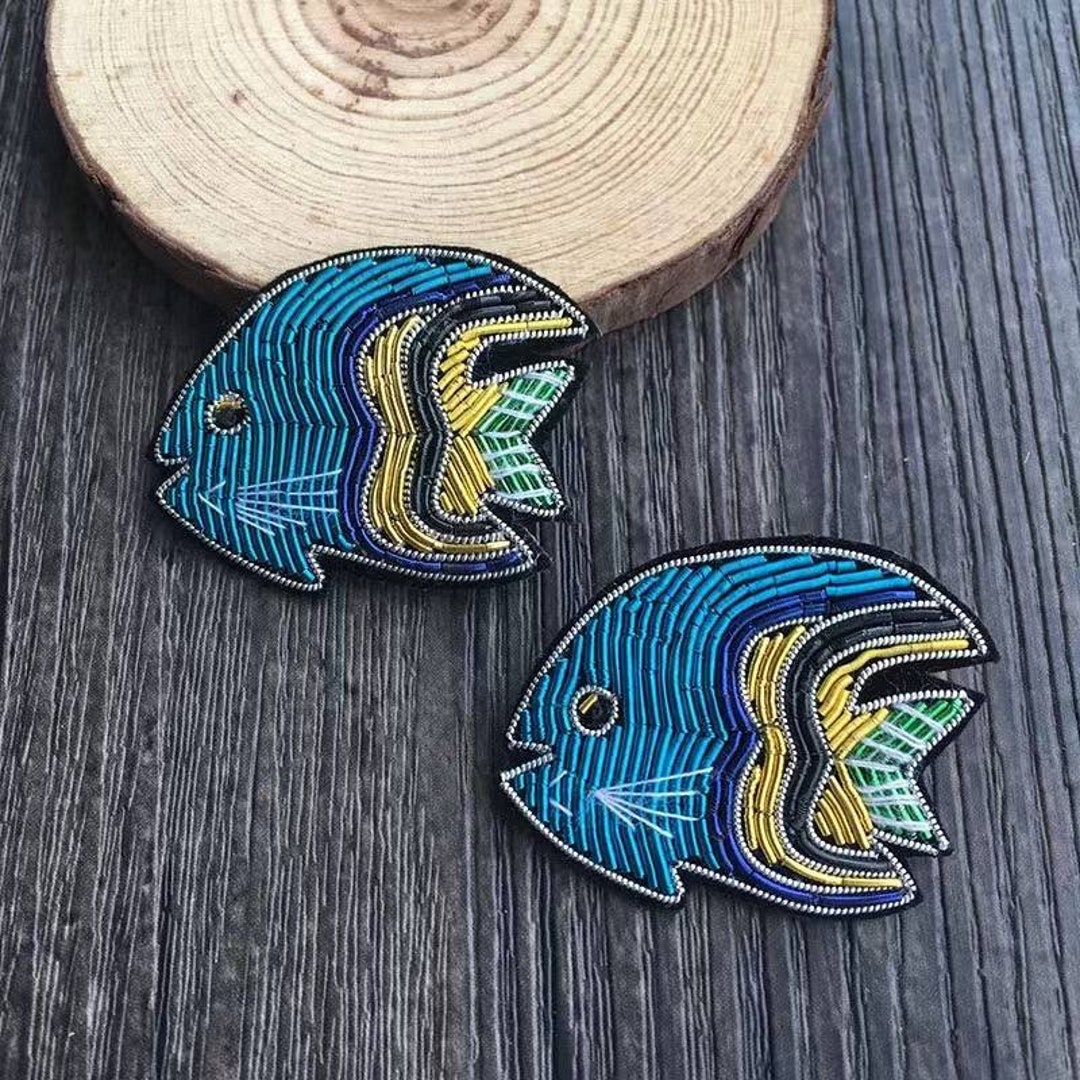 Cute Fish Iron on Patch Blue Fish Sew in Clothes ,fish Embroiderykit ...