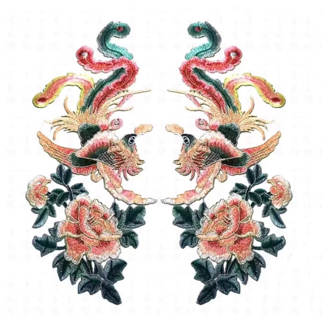 Phoenix and Peony Iron on Patch ,phoenix Bird ,embroidered Patches, Sew ...