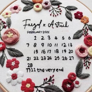 Custom Wedding Date Embroidery Kit: DIY Floral Garland, Beginner Crewel ...