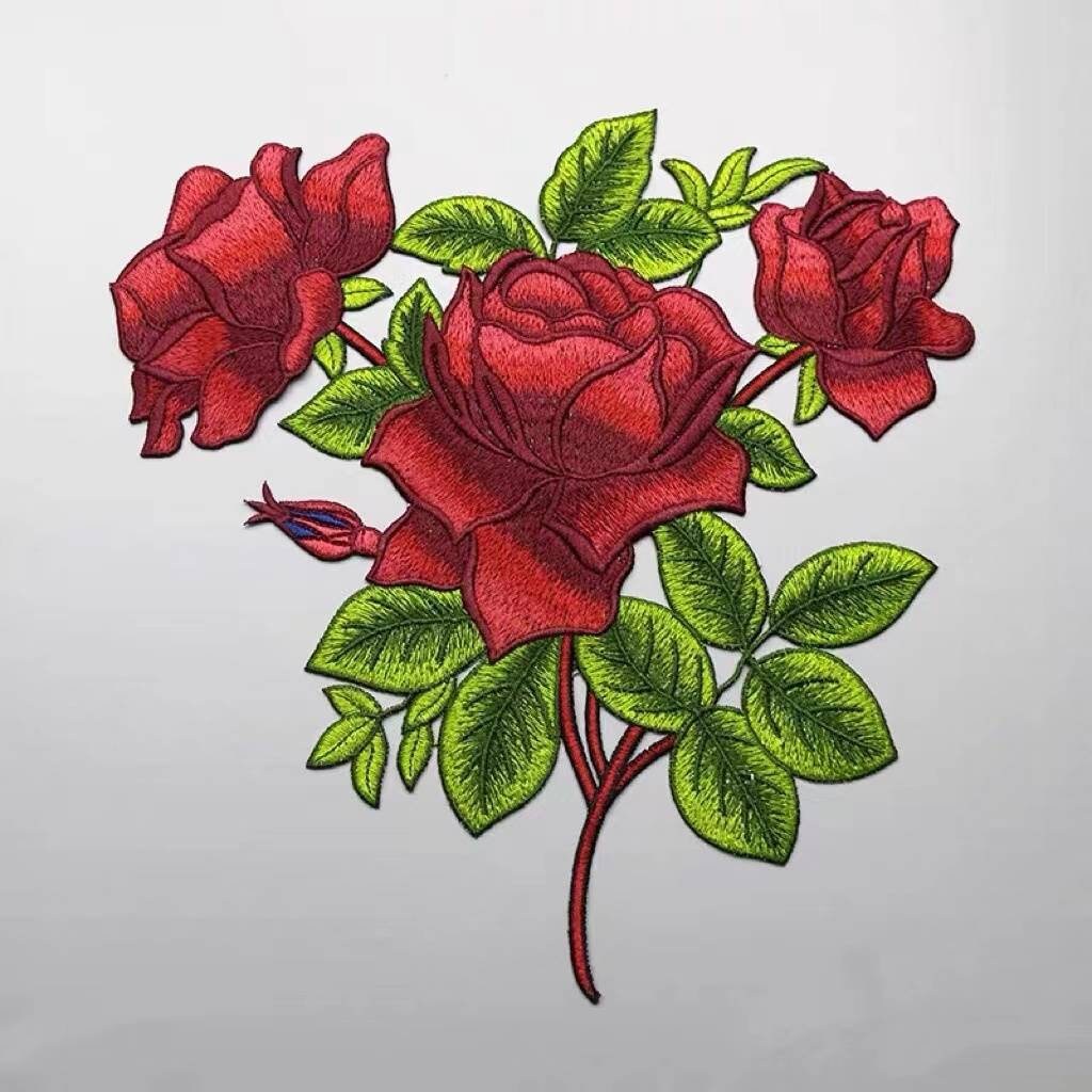 DIY Rose Patch in Ironrose and Leave Iron on Patch Clothes - Etsy