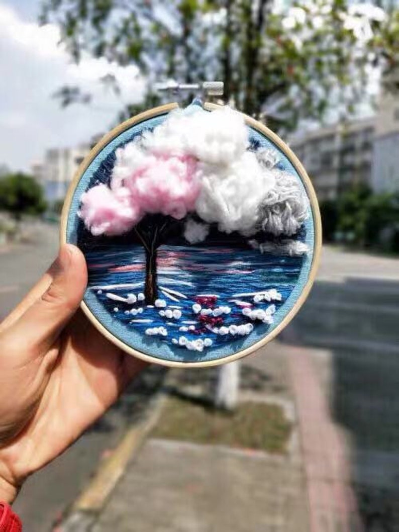 3D Clouds Embroidery Kitscenery Embroiderylandscape | Etsy
