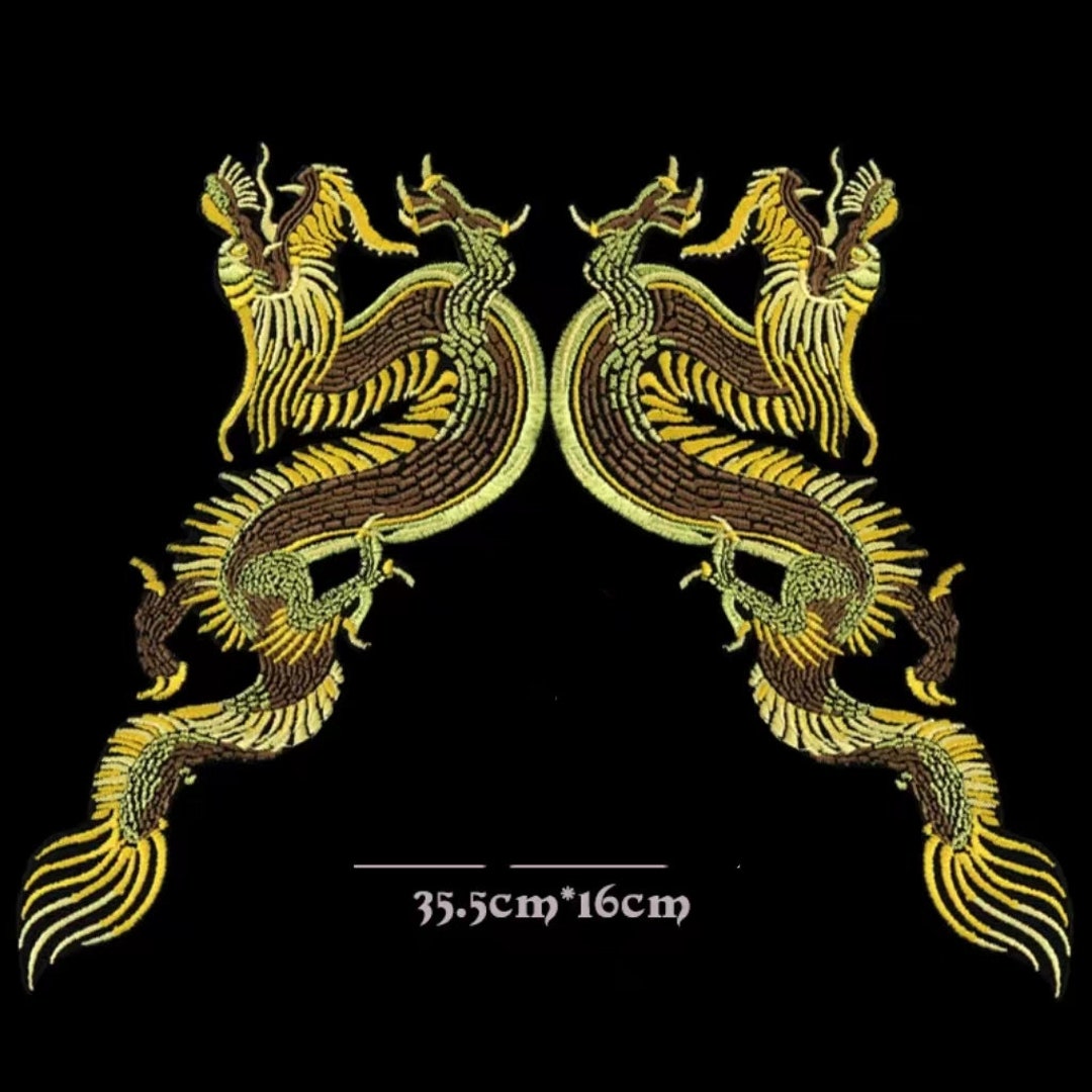 Gold Dragon Iron on Patch ,large Dragon Iron on Patch ,embroidered ...