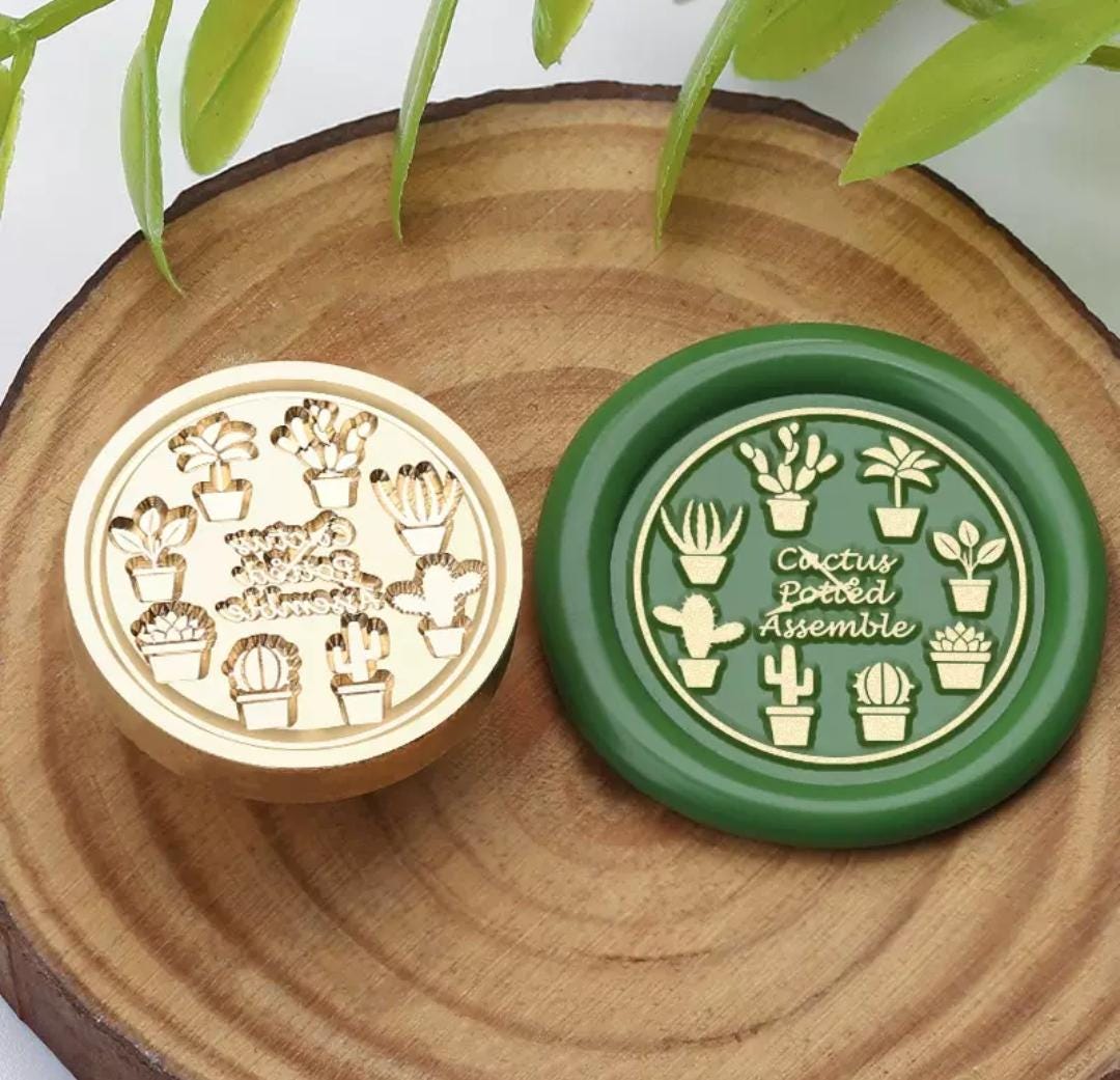 Green Plant Wax Seal Stamp /cactus Clock Wax Sealing Kit /potted Wax ...