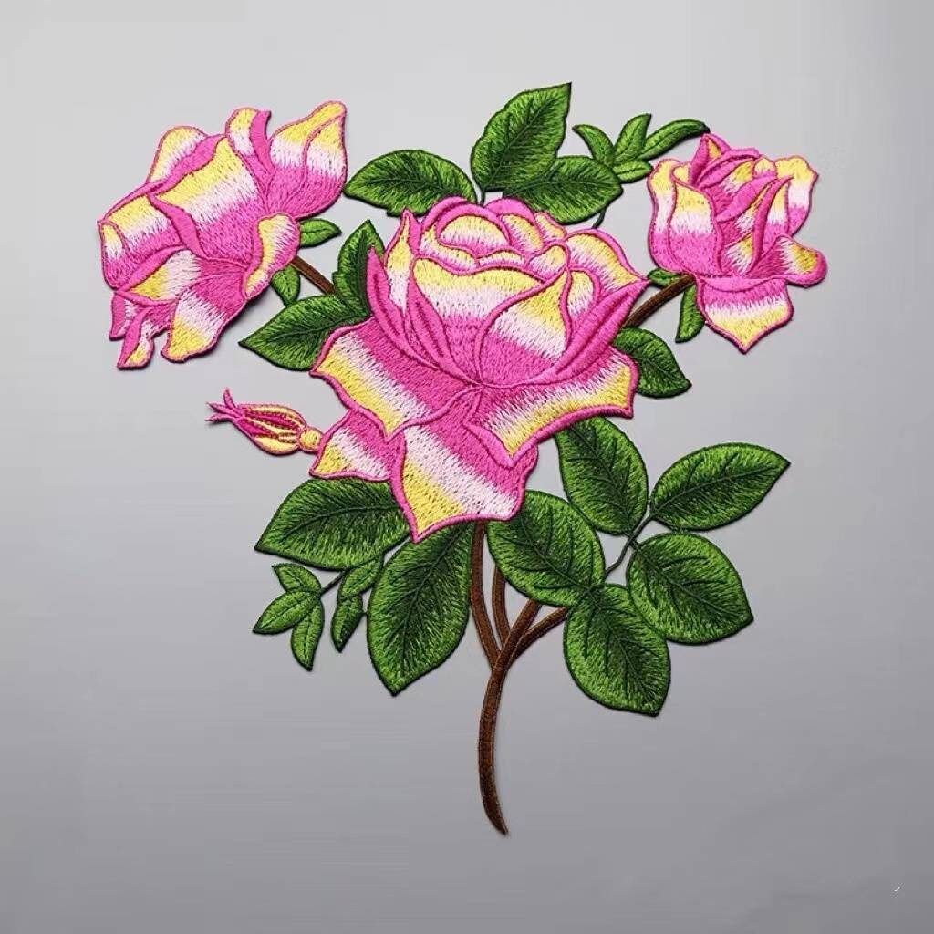 DIY Rose Patch in Ironrose and Leave Iron on Patch Clothes - Etsy