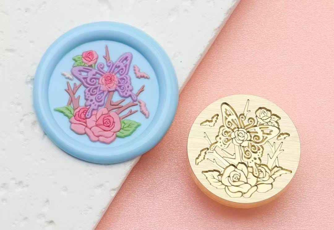 Butterfly Wax Seal Stamp /butterfly and Rose Wax Seal Kit /flower Wax ...
