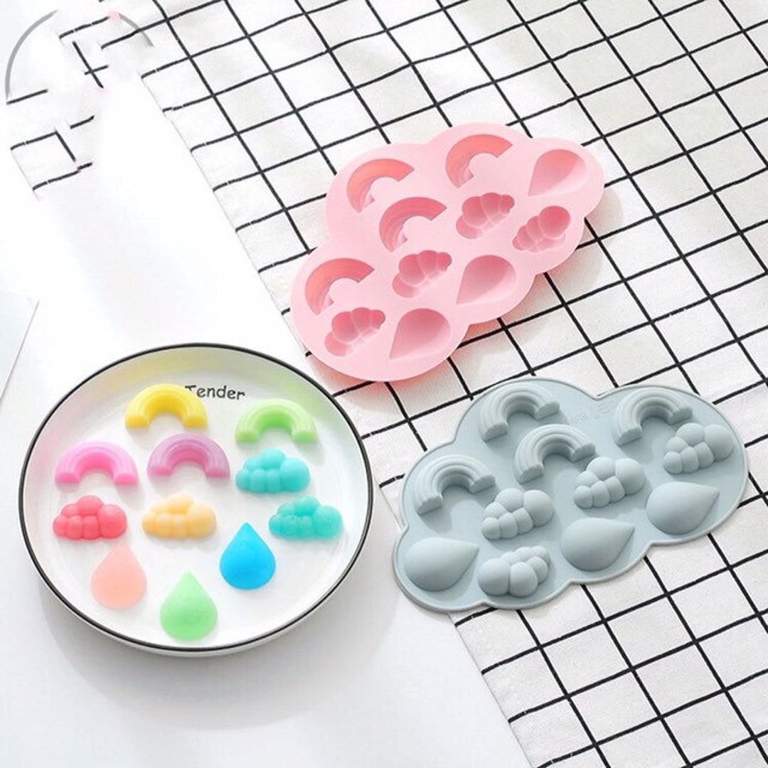 3D Rainbows Silicone Mold /cute Clouds Mould /raindrop Soap Mold ...