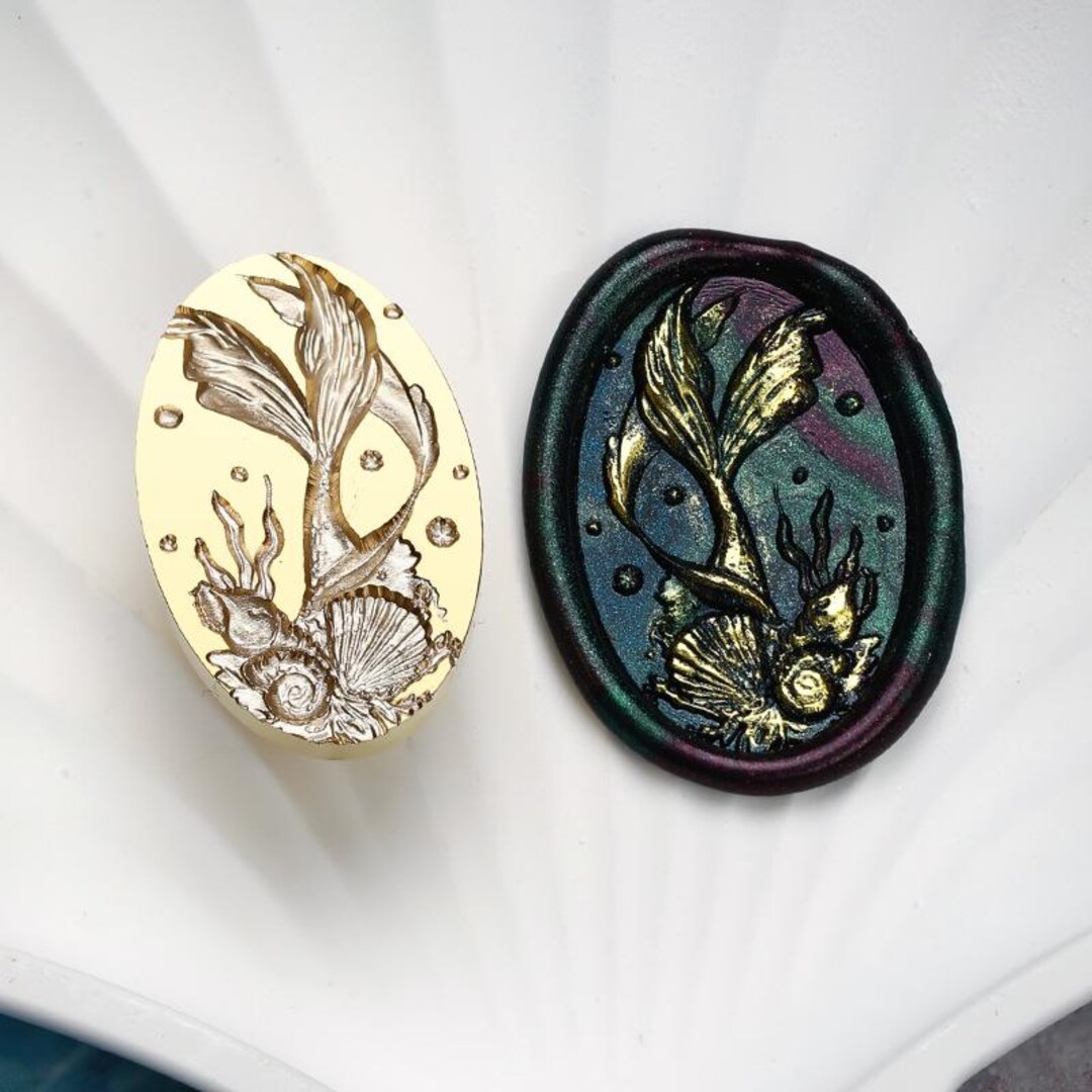 3D Mermaid Wax Seal Stamp /sea Shell Wax Sealing Kit /sea Snail Wax ...