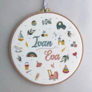 Custom Name With Building Embroidery Kit,diy Bus and Tree Embroidery ...