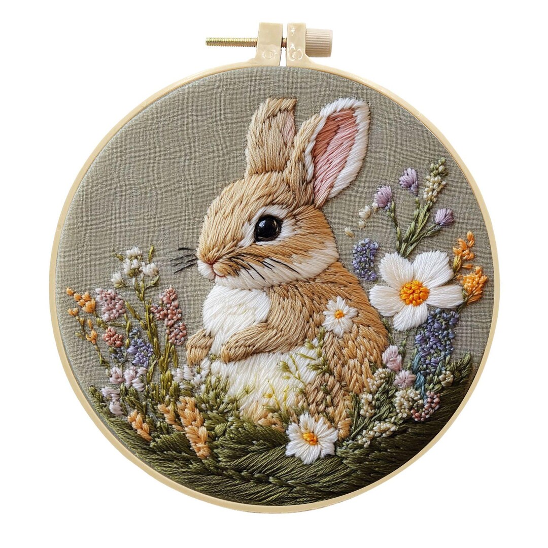 3D Rabbit Embroidery Kit: Modern Crewel Beginner Craft - Etsy