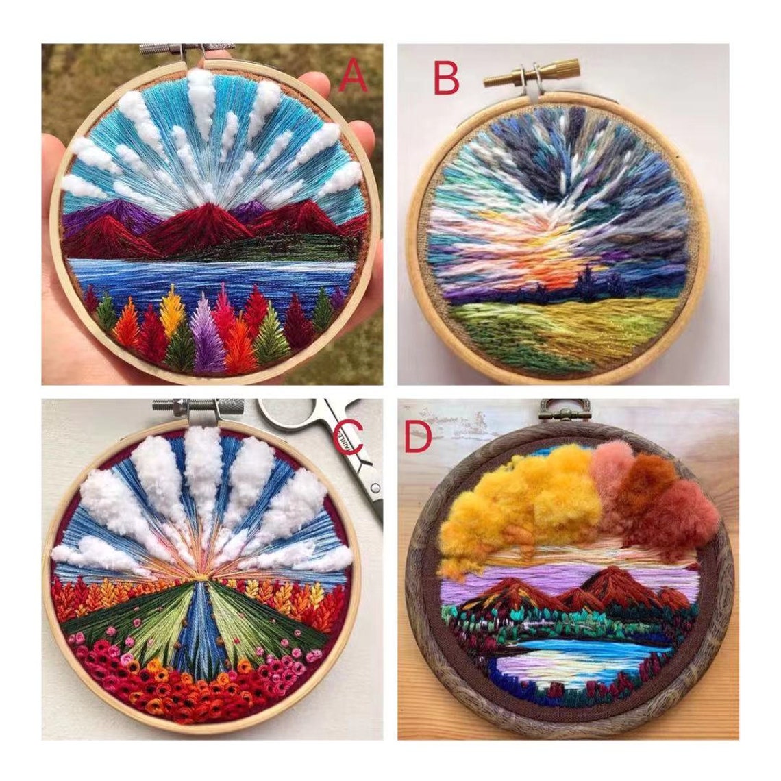 3D Flower and Clouds Embroidery Kitmountain and Forest - Etsy