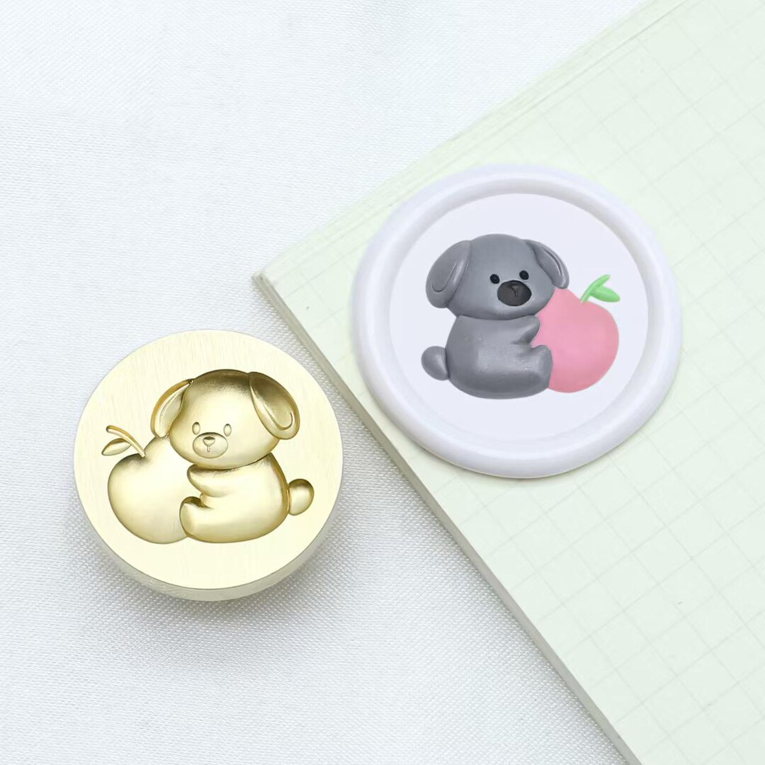 Cute Puppy & Apple Brass Wax Seal Stamp - Etsy