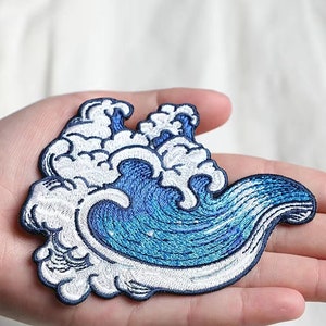 Blue Wave Iron on Patch ,sea Wave Patch ,embroidered Patchese /wav Sew ...