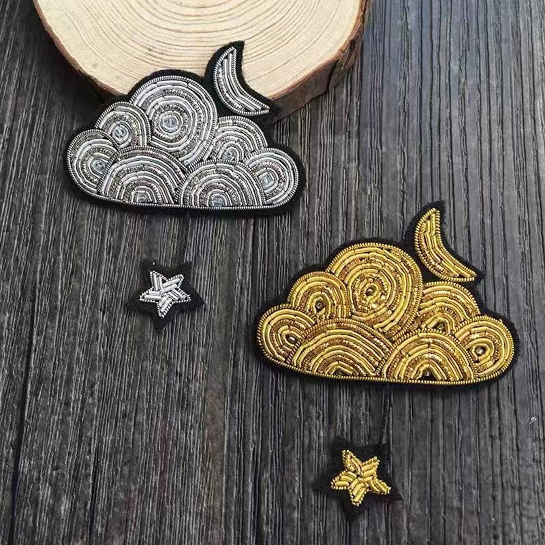 Gold Cloud and Star Iron on Patch /silver Cloud Sew on Patch /star Iron on Patch - Etsy