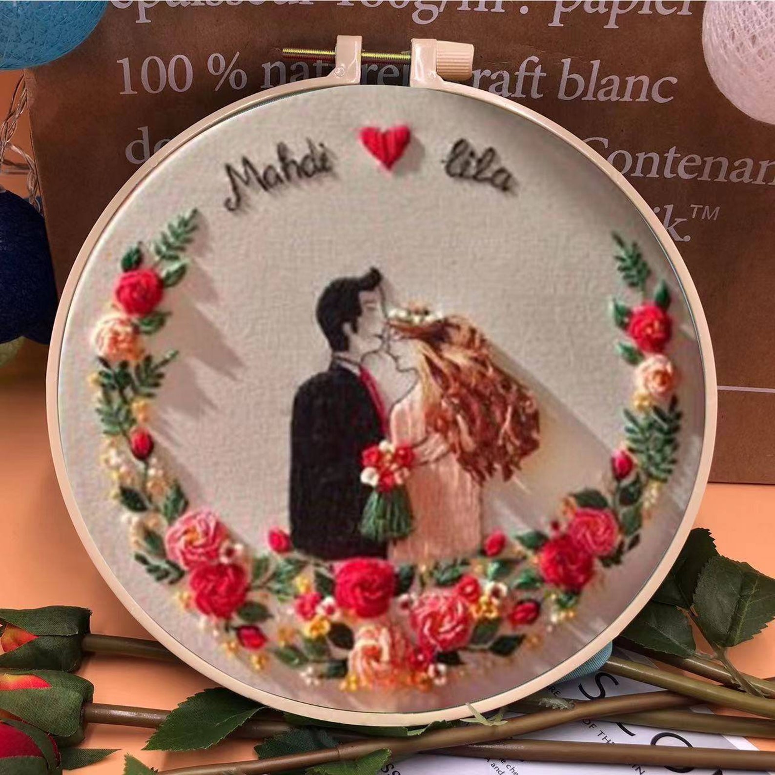 Custom Name Wedding Embroidery Kitdiy Wedding Blessing and - Etsy