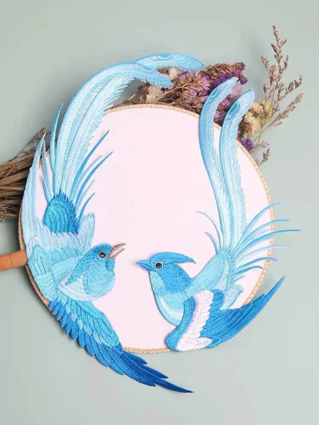 Pink Magpie Iron on Patch ,birds Patch ,blue Magpie Embroidered Patches ...