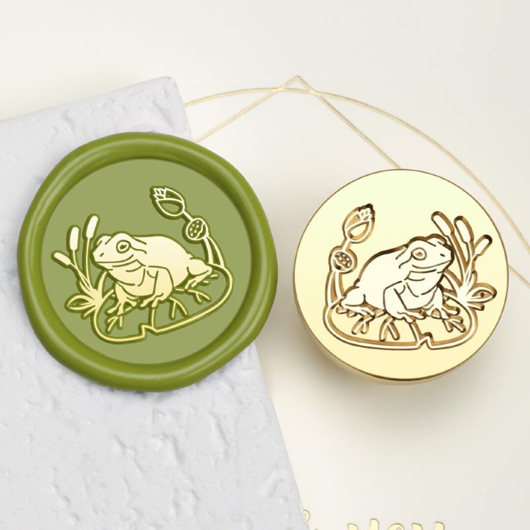 Cute Frog in Lotus Leaf Wax Seal Stamp/frog Wax Sealing Kit /lotus Leaf ...