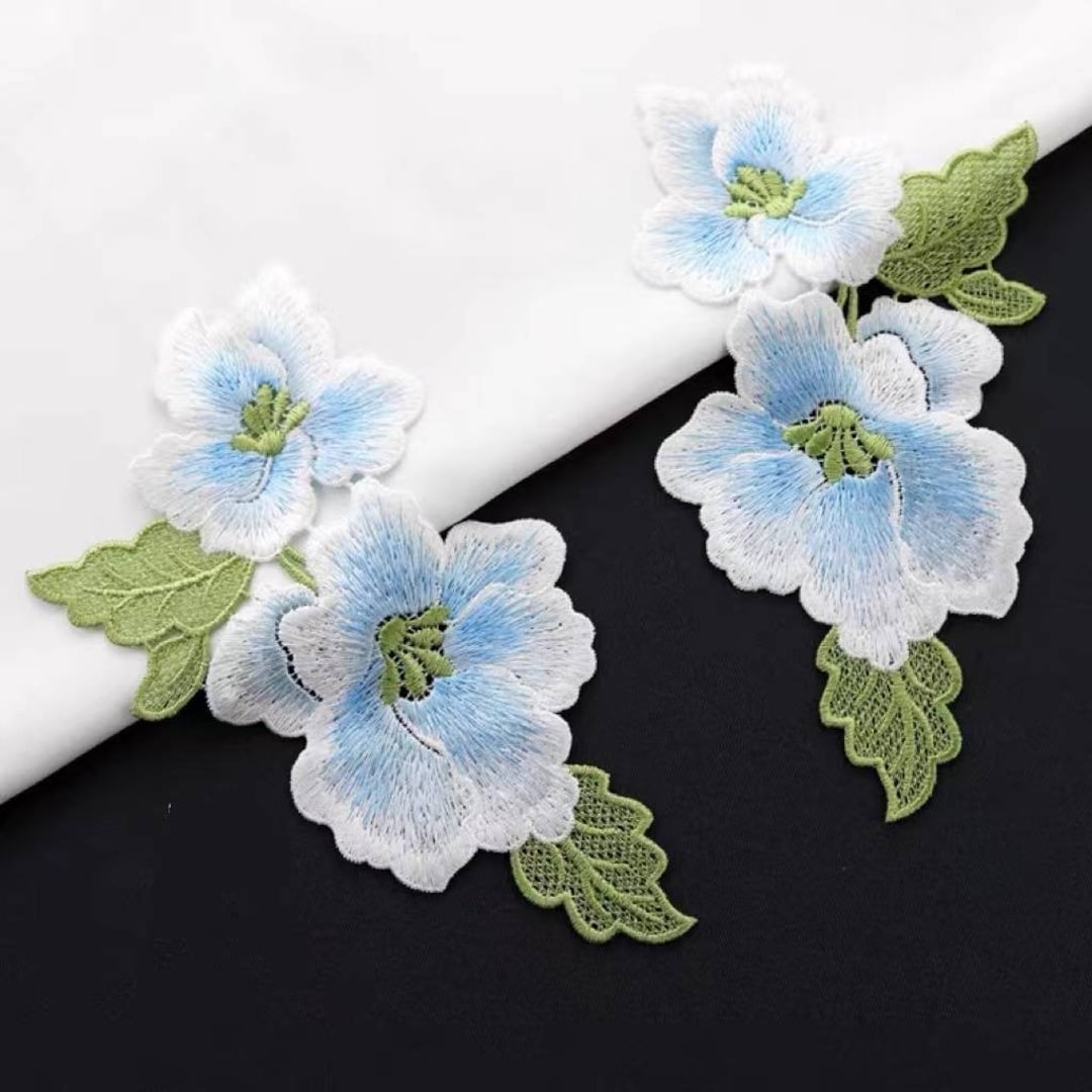 Colorful Magnolia Flower Iron-on Patches: Embroidery Applique (9x18cm ...