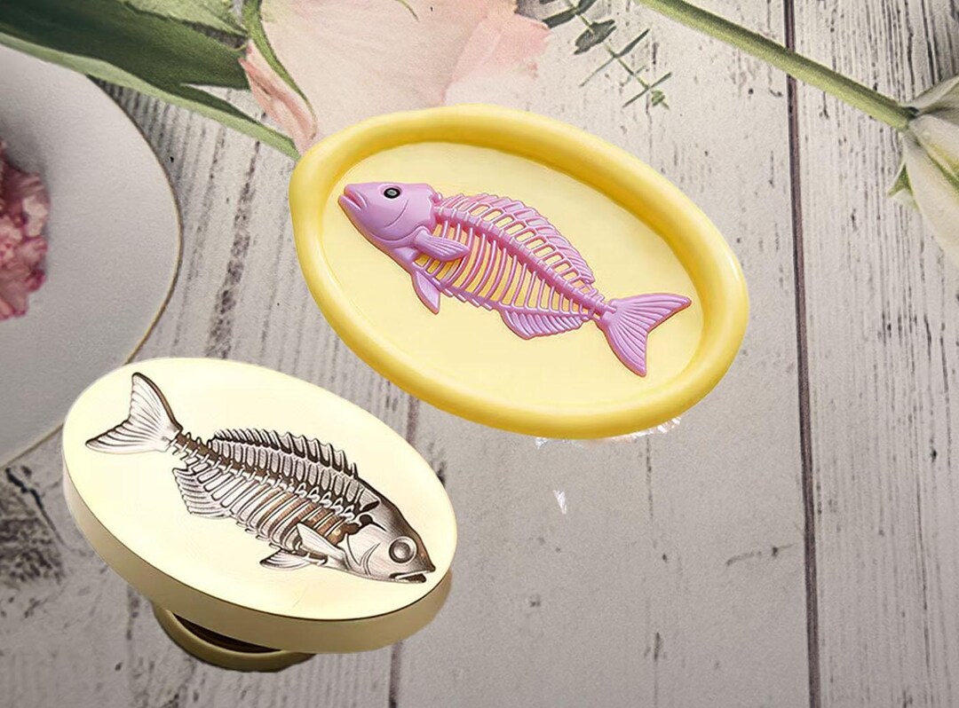 3D Fish Bone Fossil Wax Seal Stamp, Wedding Invitation Sealing Kit - Etsy
