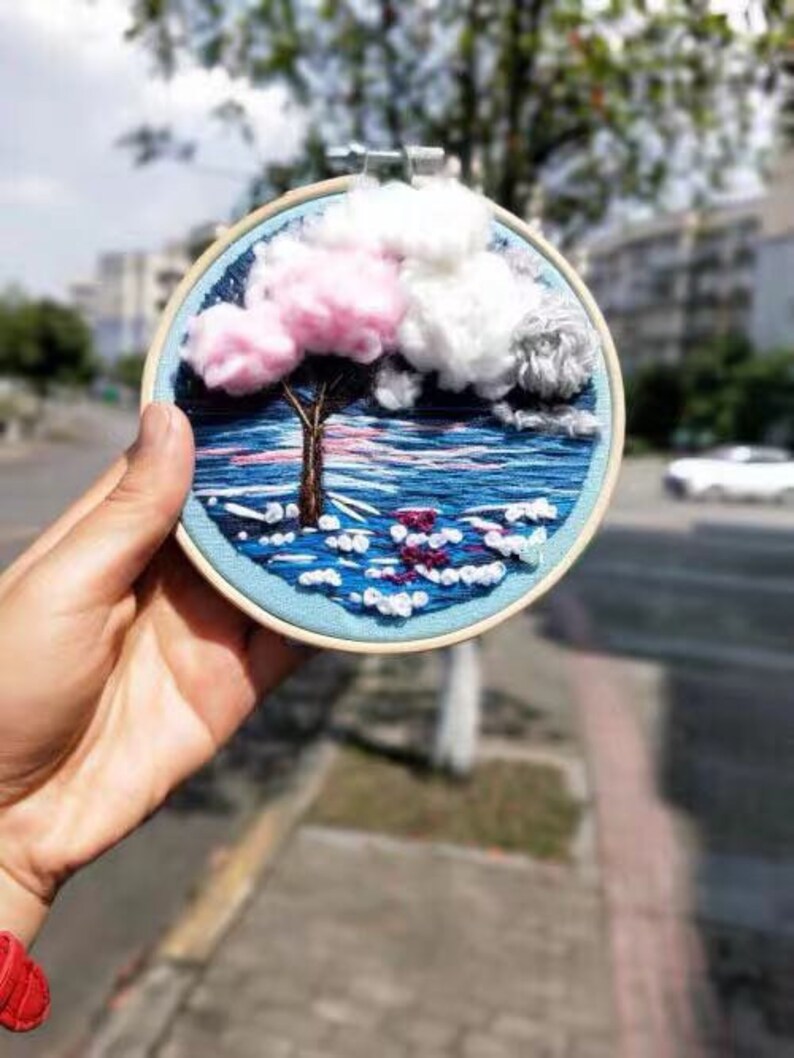 3D Clouds Embroidery Kitscenery Embroiderylandscape | Etsy