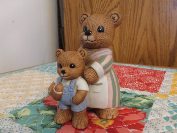 Vintage HOMCO Porcelain Bear Figurine 1450 Mama and Boy | Etsy
