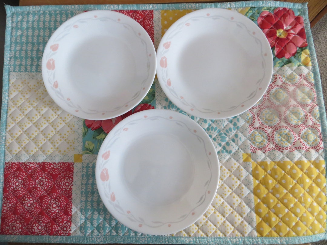 Corelle St. Claire Dessert Plates - Set of 3 Tulip Border (6.75") - Etsy