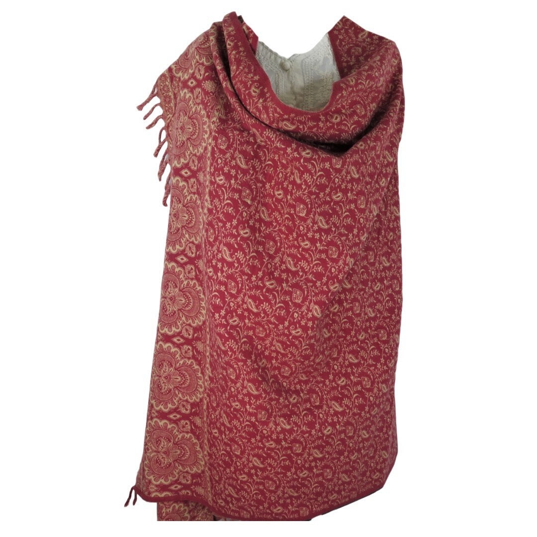 Throw Shawl Paisley Design Yak Sheep Polar Fleece Wool Yarn Blend ...