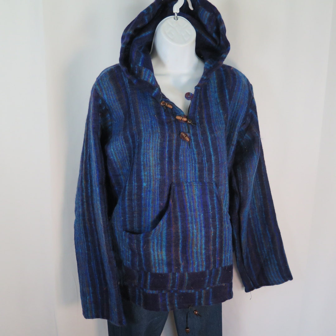 Pullover 3 Button Waist Hood Drawstring Closure V-neck Hoodie Pocket ...