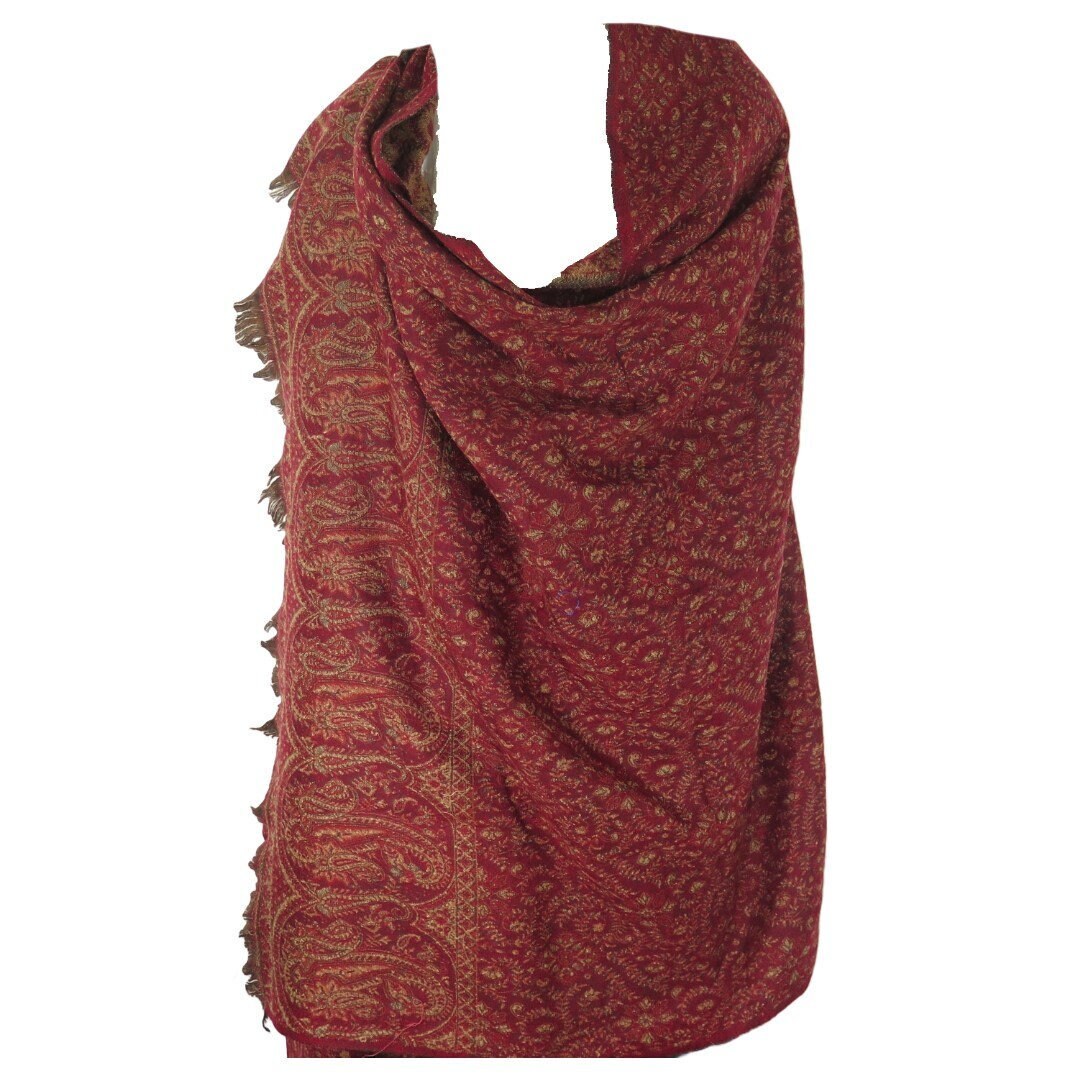 Throw | Shawl | Paisley Design | Yak + Sheep + Polar Fleece Wool Yarn ...