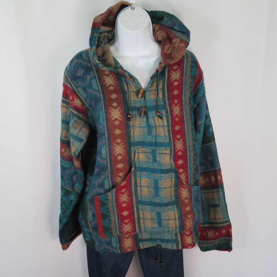 Pullover 3 Button Waist Hood Drawstring Closure V-neck Hoodie Pocket ...