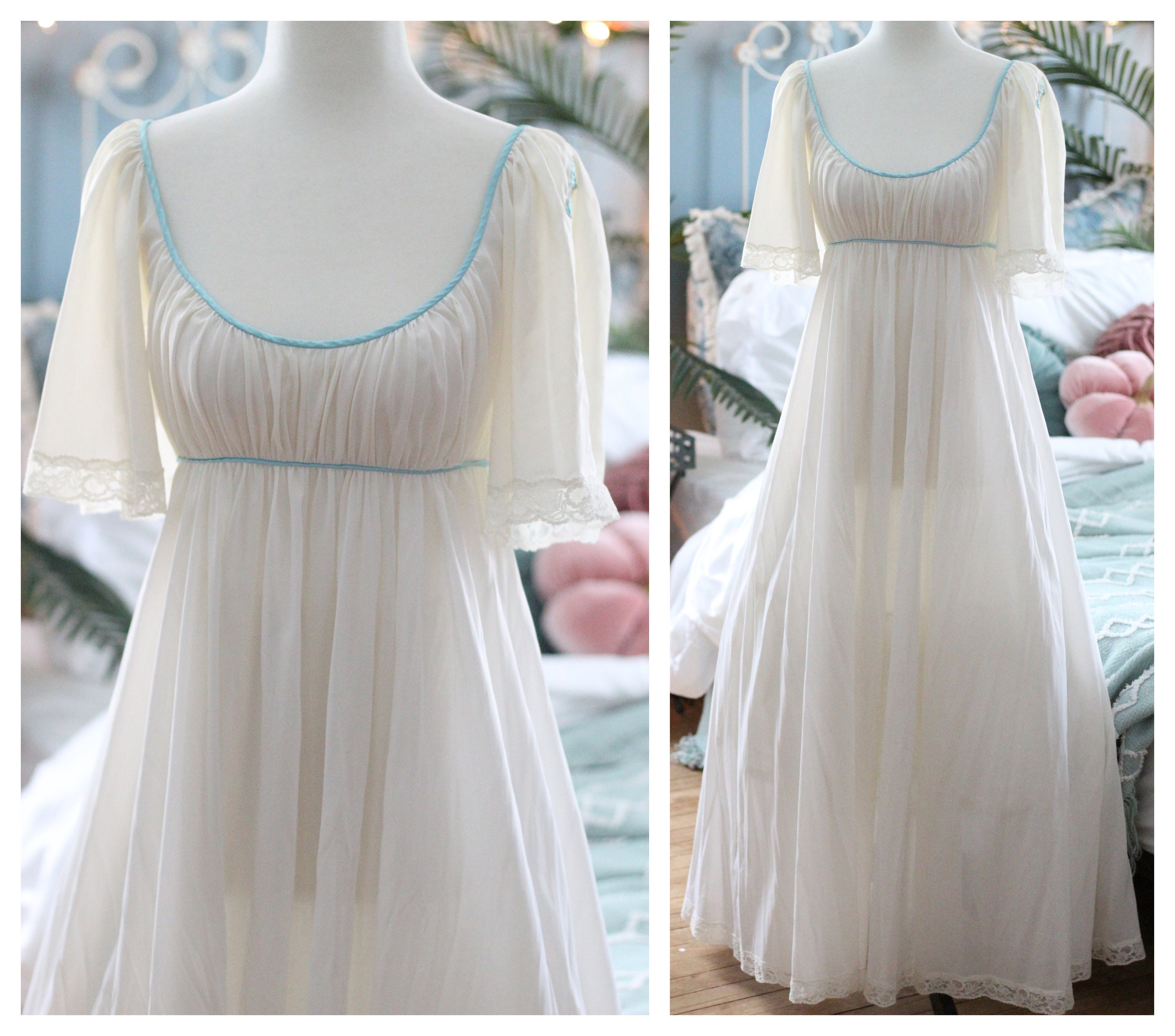 1960s Claire Sandra by Lucie Ann Empire Waist Milkmaid Peasant Gown ...