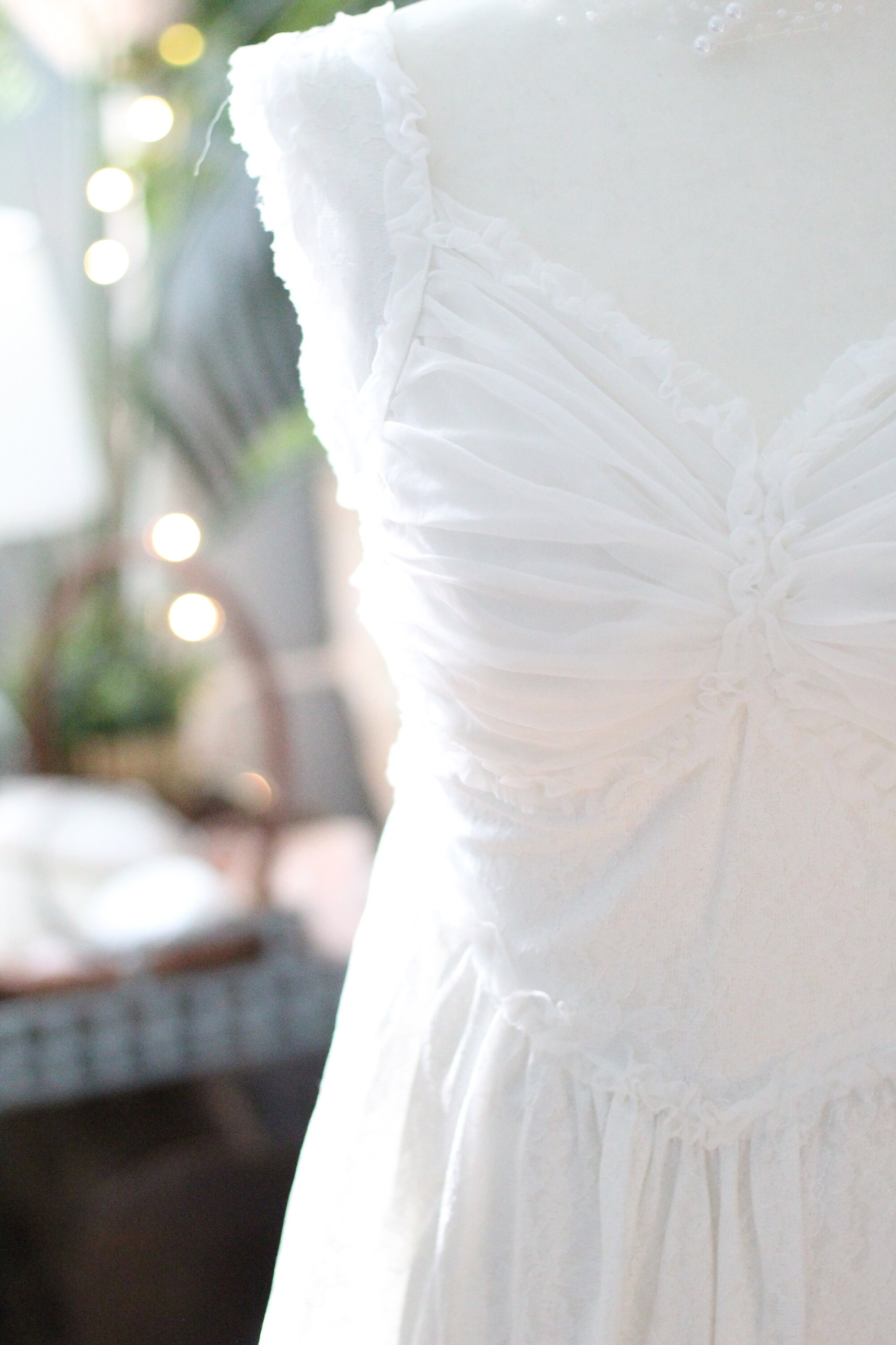 1950s Ruched White Slip Dress / Empire Waist Nightgown Cottagecore ...