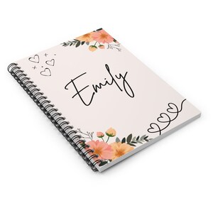 Personalized Notebook, Custom Name Floral Spiral Notebook, Travelers ...