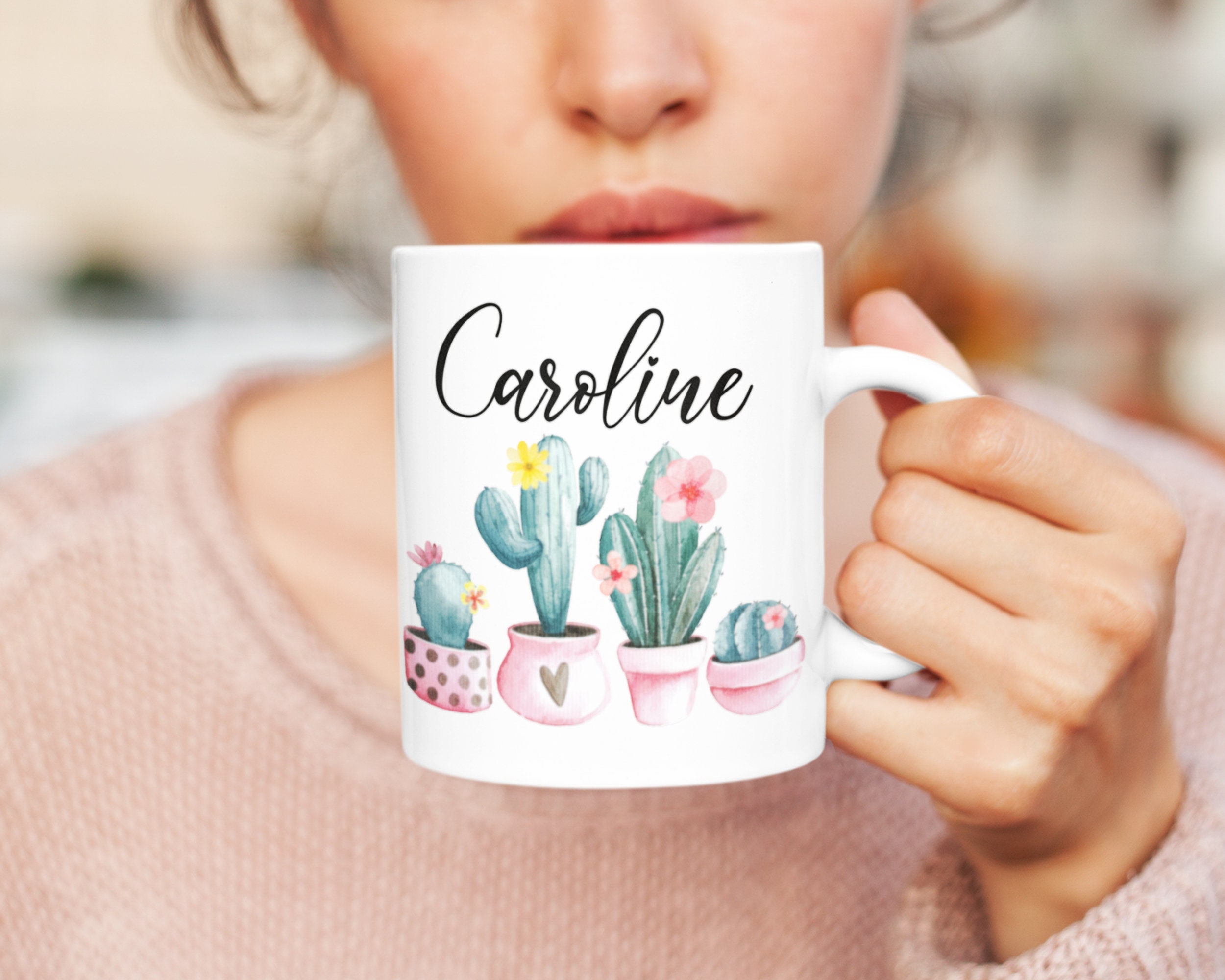 Cactus Mug, Custom Cactus Coffee Mug - Cute Cactus Cup - Plant Coffee ...