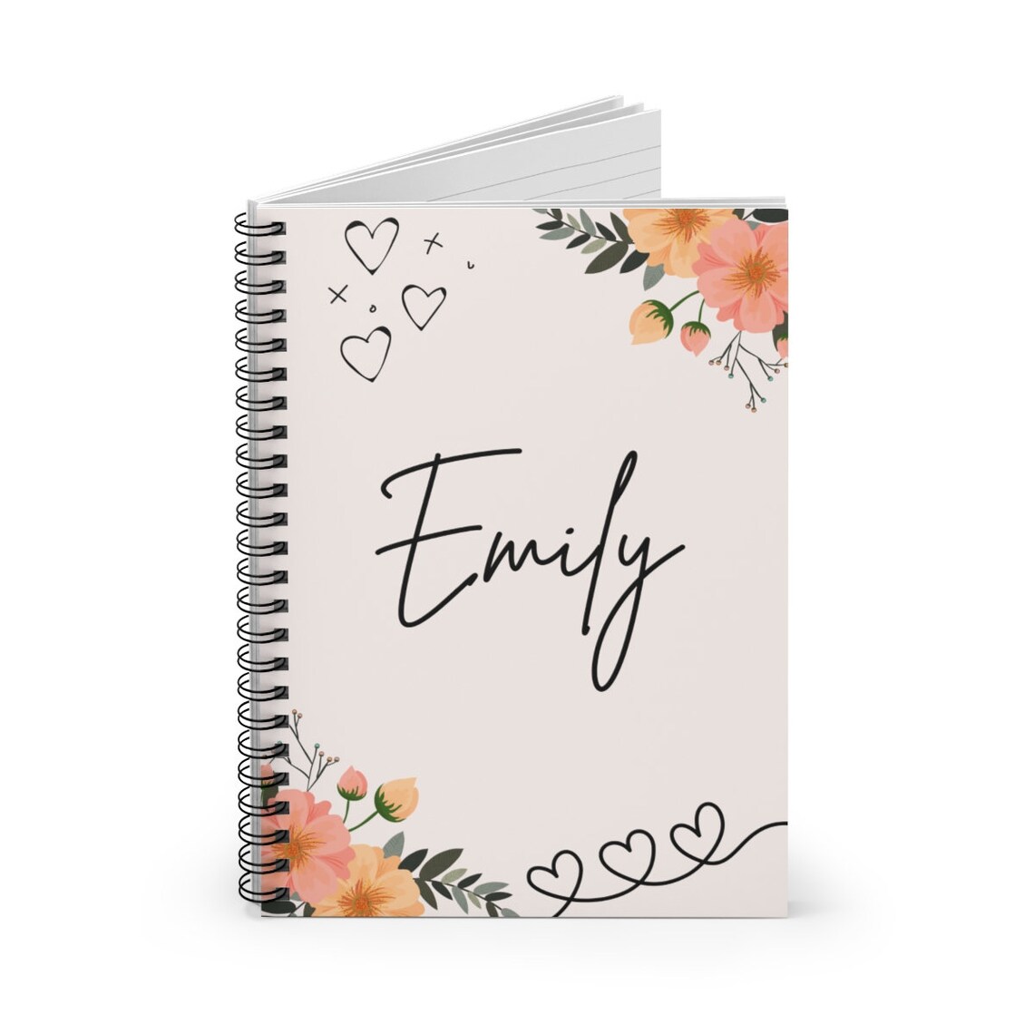 Personalized Notebook Custom Name Floral Spiral Notebook | Etsy