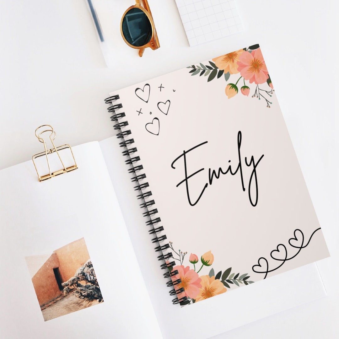 Personalized Notebook, Custom Name Floral Spiral Notebook, Travelers ...