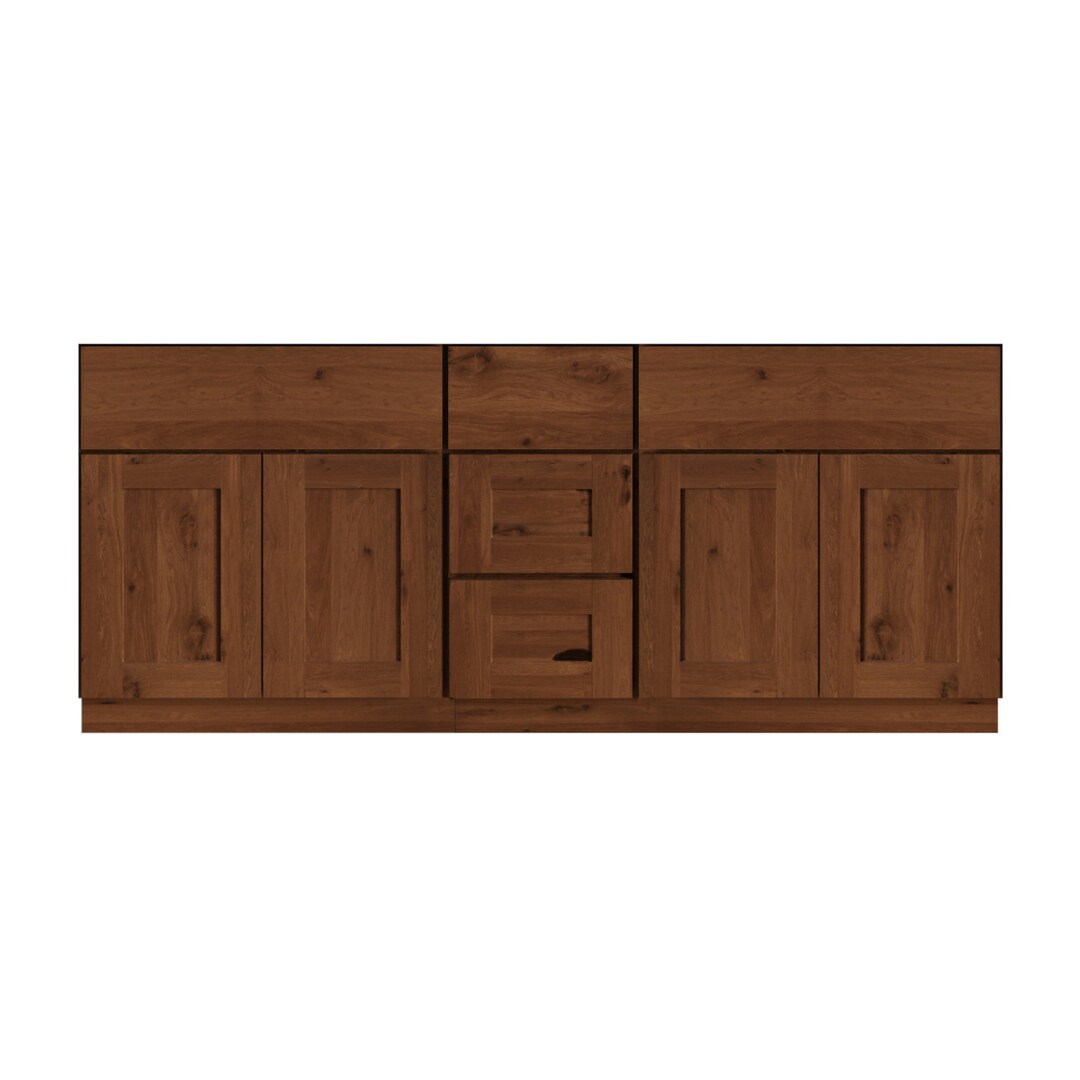 Rustic Shaker Bathroom Vanity 60 Inch W/ Flat Slab Drawes, Rustic ...