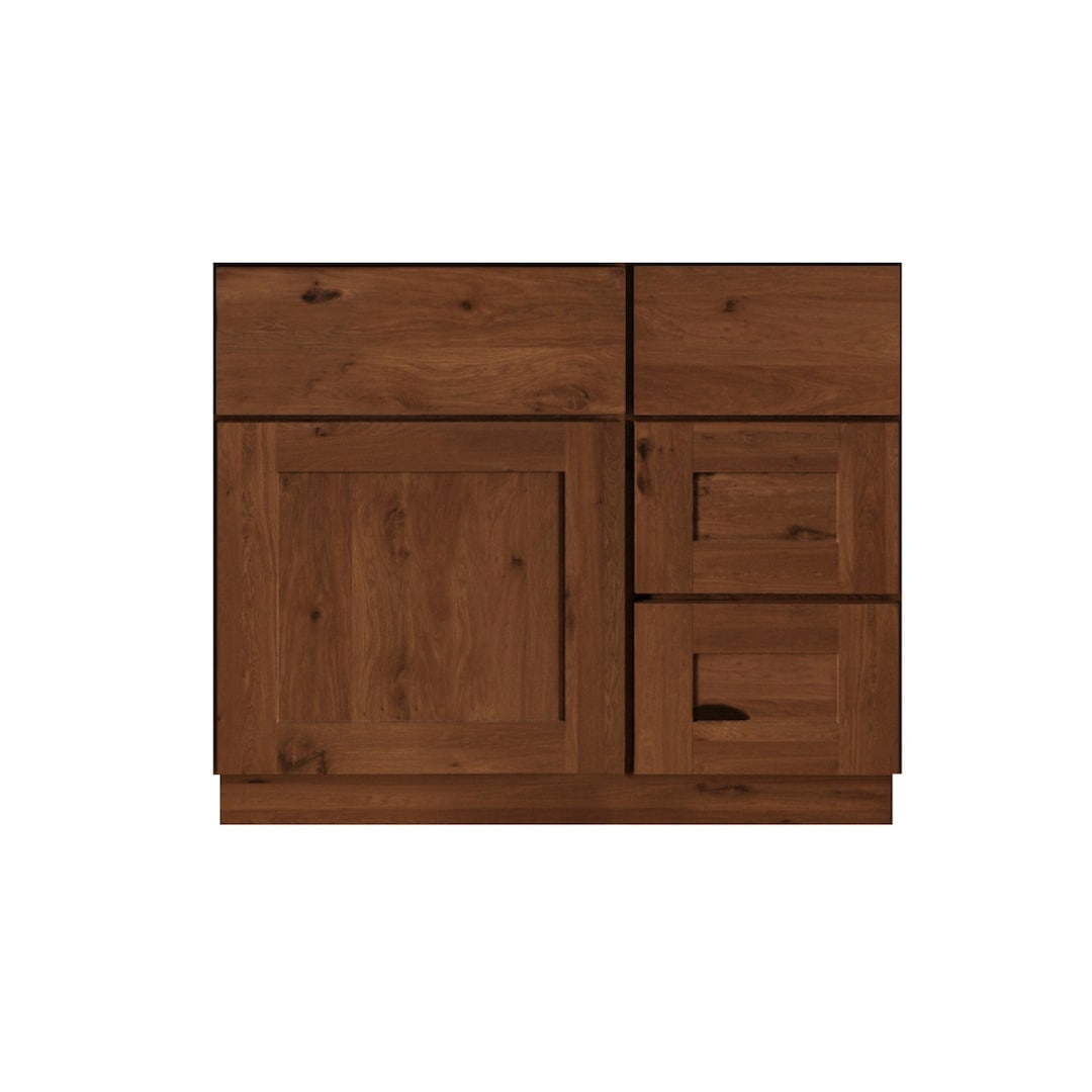 Rustic Shaker Bathroom Vanity 30 Inch W/ Drawer on Right, Flat Slab Top ...